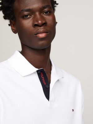 Hilfiger Monotype Contrast Placket Regular Polo White Tommy Hilfiger
