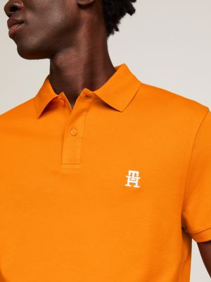 Th Monogram Embroidery Interlock Regular Polo Orange Tommy Hilfiger