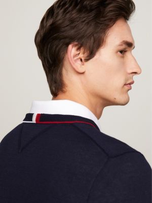 Jersey De Punto Fino Con Cuello Redondo Azul Tommy Hilfiger