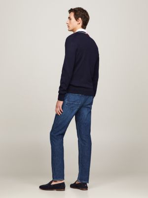 Jersey De Punto Fino Con Cuello Redondo Azul Tommy Hilfiger