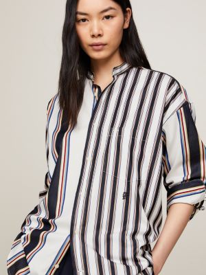 Chemise Mixte Tommy X Clot Rayée En Popeline Blanc Tommy Hilfiger