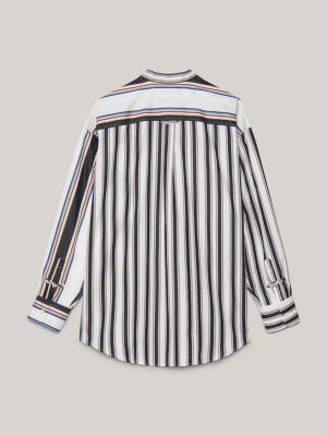 Tommy X Clot Dual Gender Stripe Poplin Shirt White Tommy Hilfiger