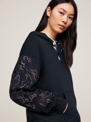 Tommy X Clot Hoodie Met Draakpatroon Blauw Tommy Hilfiger