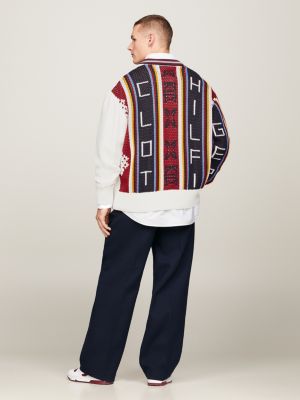 Tommy X Clot Dual Gender Stripe Knit Cardigan White Tommy Hilfiger