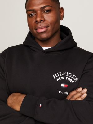 Felpa Varsity Plus Con Cappuccio E Logo Nero Tommy Hilfiger