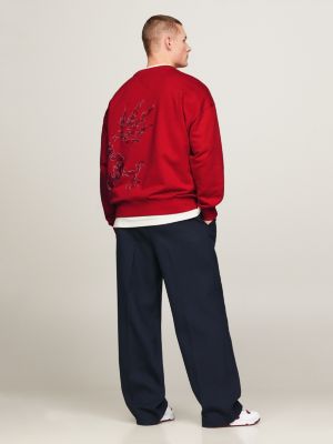 Tommy X Clot Dual Gender Dragon Motif Sweatshirt Red Tommy Hilfiger