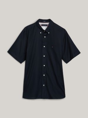 Adaptive Th Flex Regular Fit Popeline Kurzarm Hemd Blau Tommy Hilfiger