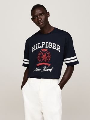 Camiseta Con Logo Oversize Y Escudo Thc Azul Tommy Hilfiger