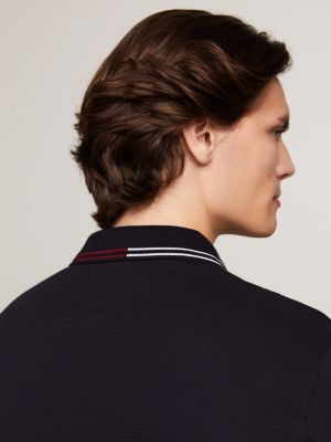 Zip Placket Tipped Regular Fit Polo Blue Tommy Hilfiger