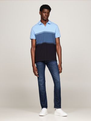 Color Block Poloshirt mit aufgestickter Flag