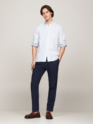 Chemise Coupe Standard à Rayures En Popeline Bleu Tommy Hilfiger