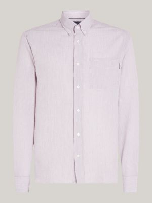 Micro Stripe Crinkle Regular Fit Shirt Red Tommy Hilfiger