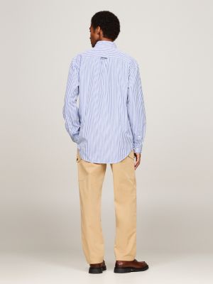 Chemise Coupe Standard à Rayures Bicolores Bleu Tommy Hilfiger