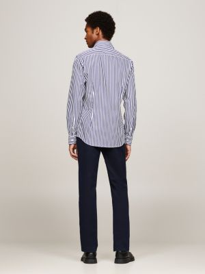 Gestreept Slim Fit Overhemd Met Th Flex Blauw Tommy Hilfiger