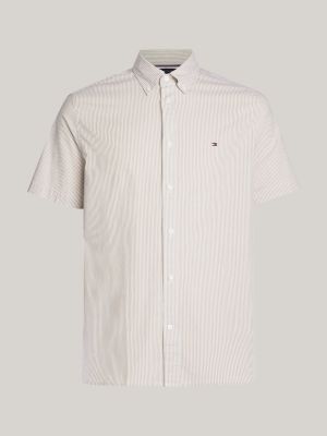 Gestreept Regular Fit Overhemd Met Th Flex Khaki Tommy Hilfiger