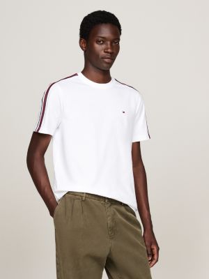 T Shirt Met Signature Streep Met Schaduw Wit Tommy Hilfiger