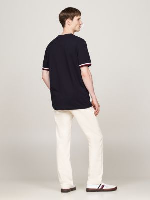 Global Stripe Cuff Pique T Shirt Blue Tommy Hilfiger