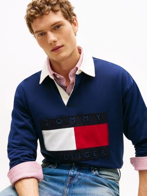 Flag Logo Relaxed Rugby Shirt | Blue | Tommy Hilfiger