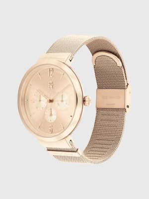 Carnation Gold Tone Mesh Strap Watch Gold Tommy Hilfiger
