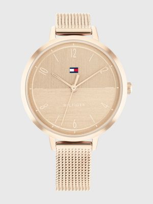 Carnation Gold Tone Mesh Strap Watch Gold Tommy Hilfiger