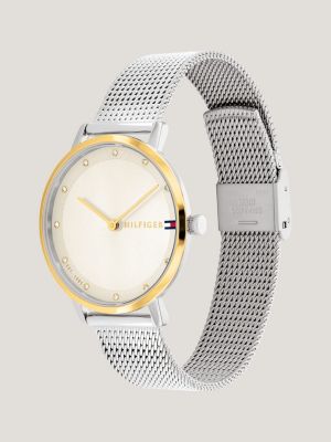 Tweekleurig Verguld Horloge Met Mesh Band Meerdere Kleuren Tommy