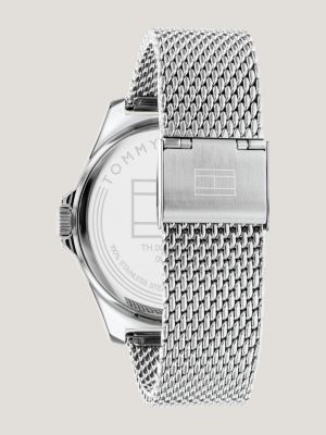 Mesh Strap Blue Sunray Dial Watch Silver Tommy Hilfiger