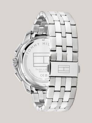 Black Dial Stainless Steel Sub Counter Watch Silver Tommy Hilfiger