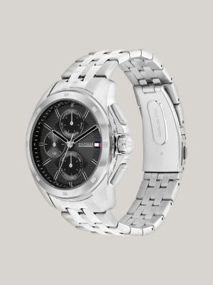 Black Dial Stainless Steel Sub Counter Watch Silver Tommy Hilfiger