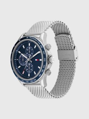 Blue Dial Mesh Strap Watch Silver Tommy Hilfiger