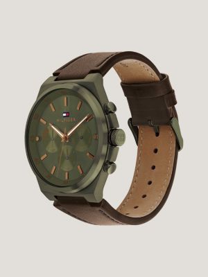 Leather Strap Olive-Tone Watch | BROWN | Tommy Hilfiger