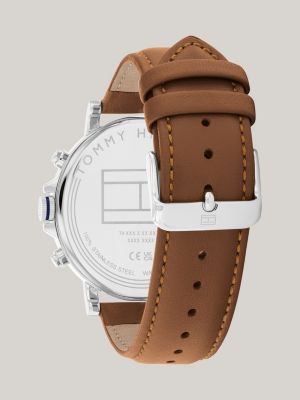 Parchment Dial Brown Leather Strap Watch | Brown | Tommy Hilfiger