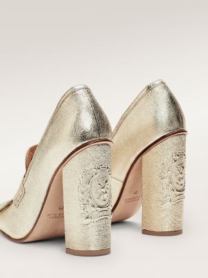 Metallic Loafer Met Blokhak En Embleem Geel Tommy Hilfiger