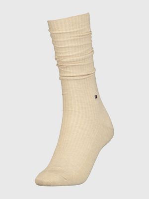 1-Pack Ribbed Slouchy Long Socks | Beige | Tommy Hilfiger