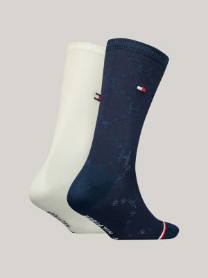 2 Pack Classics Th Monogram Scalloped Socks Blue Tommy Hilfiger