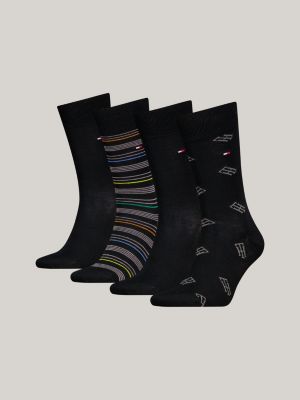 4 Pack Th Monogram Socks T Box Black Tommy Hilfiger