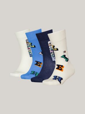 4-Pack Hilfiger Monotype Letter Socks | Blue | Tommy Hilfiger