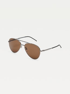 Solid Lens Aviator Sunglasses Grey Tommy Hilfiger