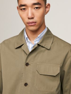 Garment Dyed Twill Slim Fit Army Overshirt Green Tommy Hilfiger
