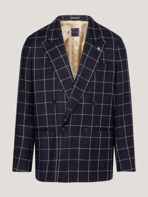 Windowpane Check Slim Fit Blazer Blue Tommy Hilfiger