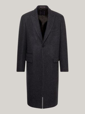 Herringbone Regular Fit Wool Coat Blue Tommy Hilfiger