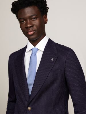 Slim Fit Wollmix Sakko Mit Nadelstreifen Blau Tommy Hilfiger