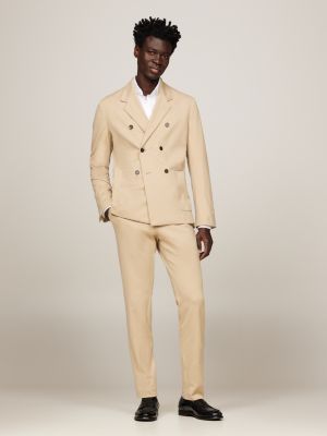 Double Breasted Unconstructed Regular Fit Blazer Beige Tommy Hilfiger