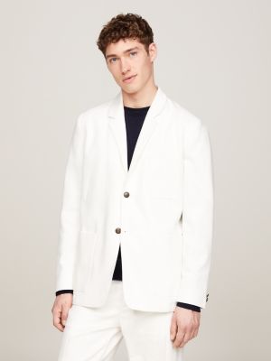 Single Breasted Unconstructed Regular Fit Blazer White Tommy Hilfiger