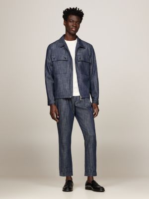 Pleated Turn Up Regular Fit Trousers Blue Tommy Hilfiger