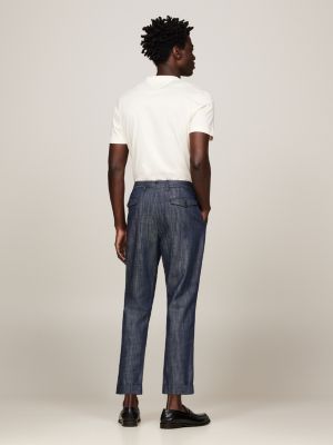 Pleated Turn Up Regular Fit Trousers Blue Tommy Hilfiger