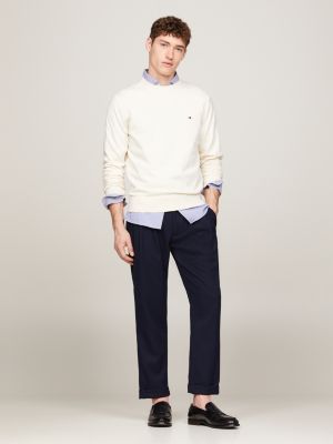 Regular Geplooide Broek Met Textuur Blauw Tommy Hilfiger