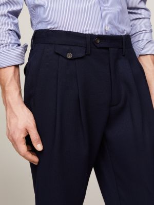Regular Geplooide Broek Met Textuur Blauw Tommy Hilfiger