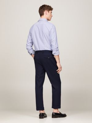 Regular Geplooide Broek Met Textuur Blauw Tommy Hilfiger
