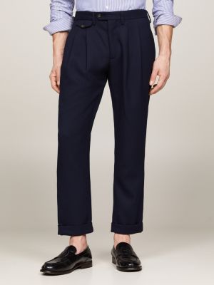 Regular Geplooide Broek Met Textuur Blauw Tommy Hilfiger