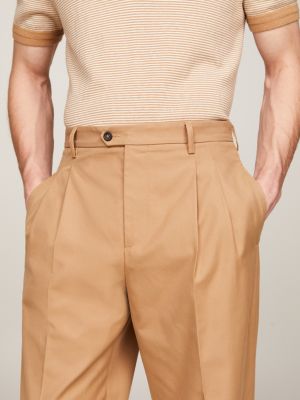 Geplooide Regular Fit Broek Met Persvouwen Beige Tommy Hilfiger